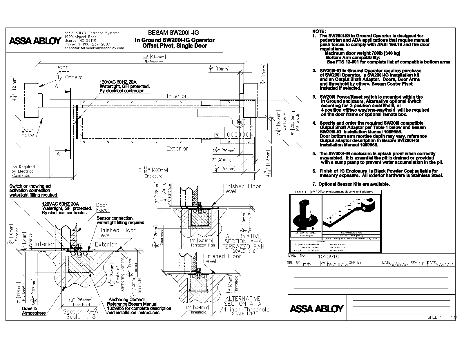 ASSA ABLOY Entrance Systems CAD SW200i In Ground Swing Doors | ARCAT