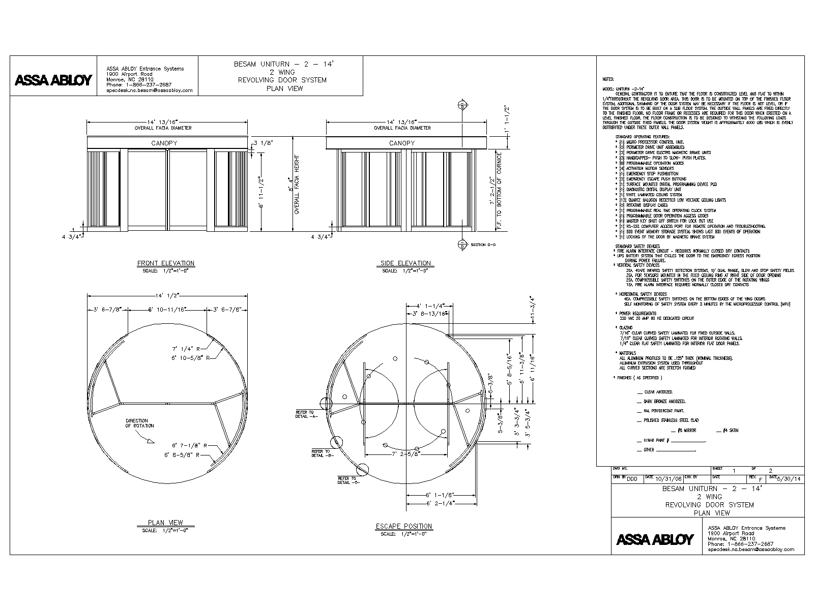 Building Product: Automatic Two-Wing Revolving Door - ASSA ABLOY RD600 ...