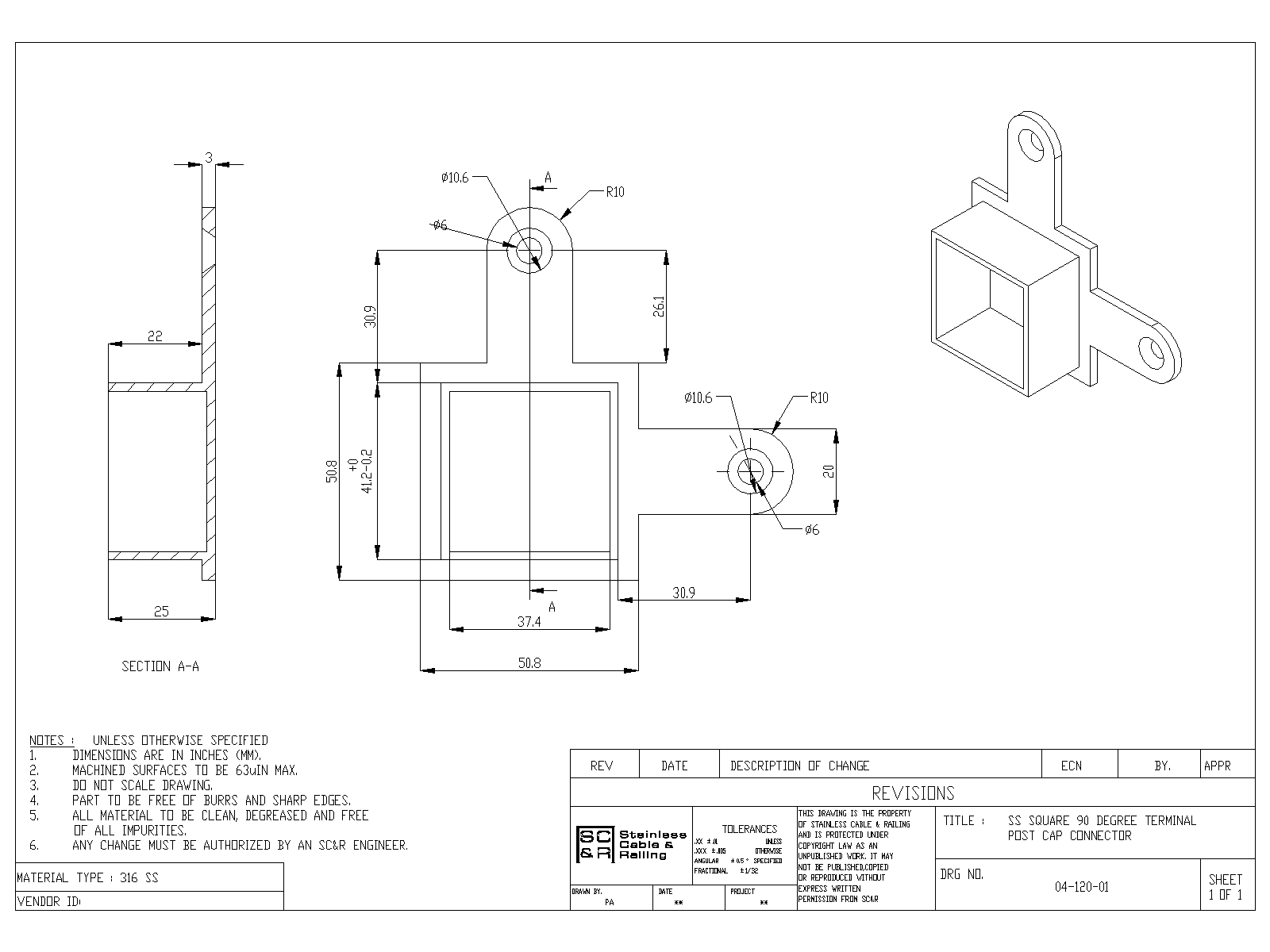 Downloads for Stainless Cable & Railing Inc., Cad files (ref: Q:rectangular duct cap, 0) | ARCAT