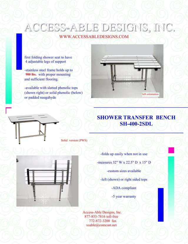 Access-Able Designs, Inc., Catalogs, SH-400-2SDL Brochure | ARCAT