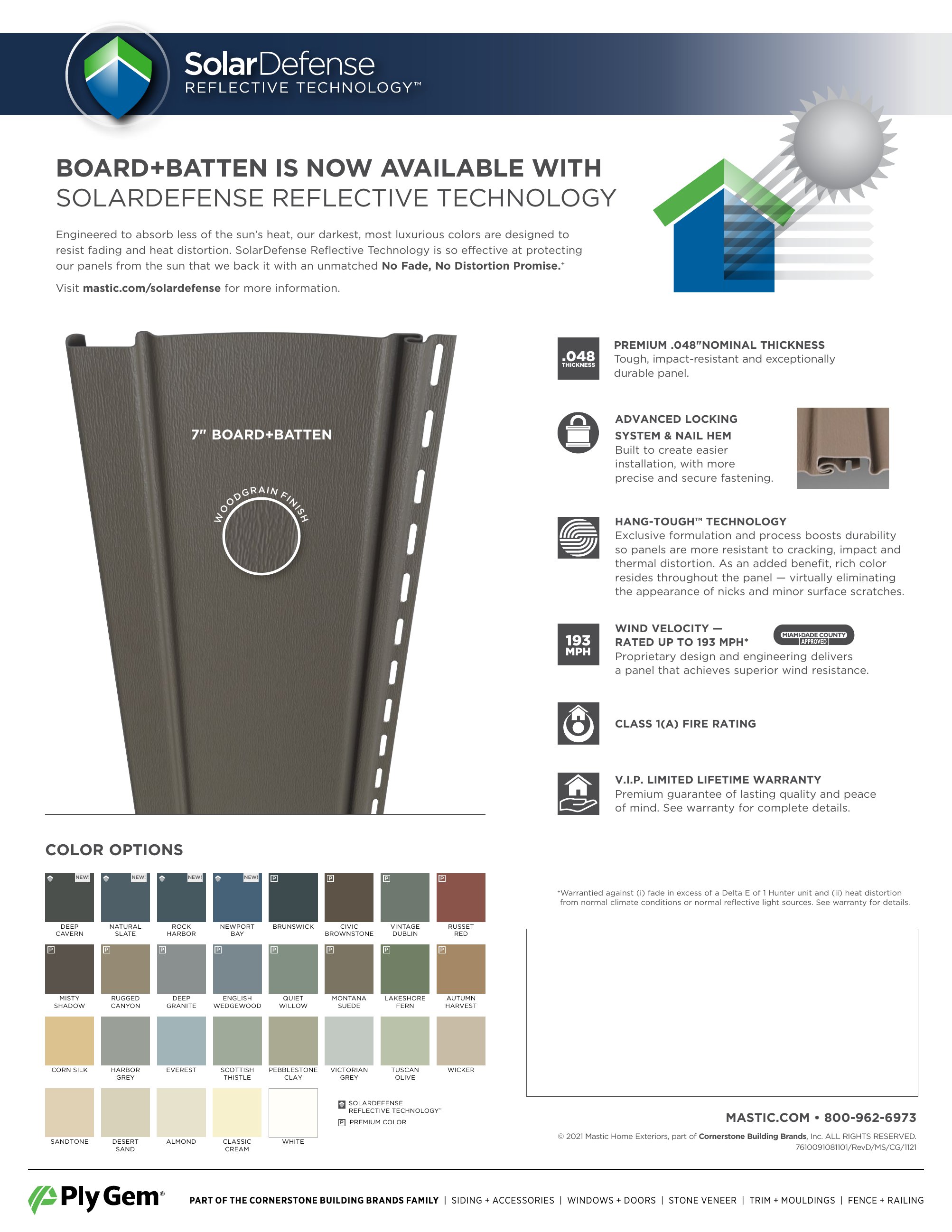 Mastic by Ply Gem, Catalogs, Board + Batten Vinyl Siding Home Show Flyer | ARCAT
