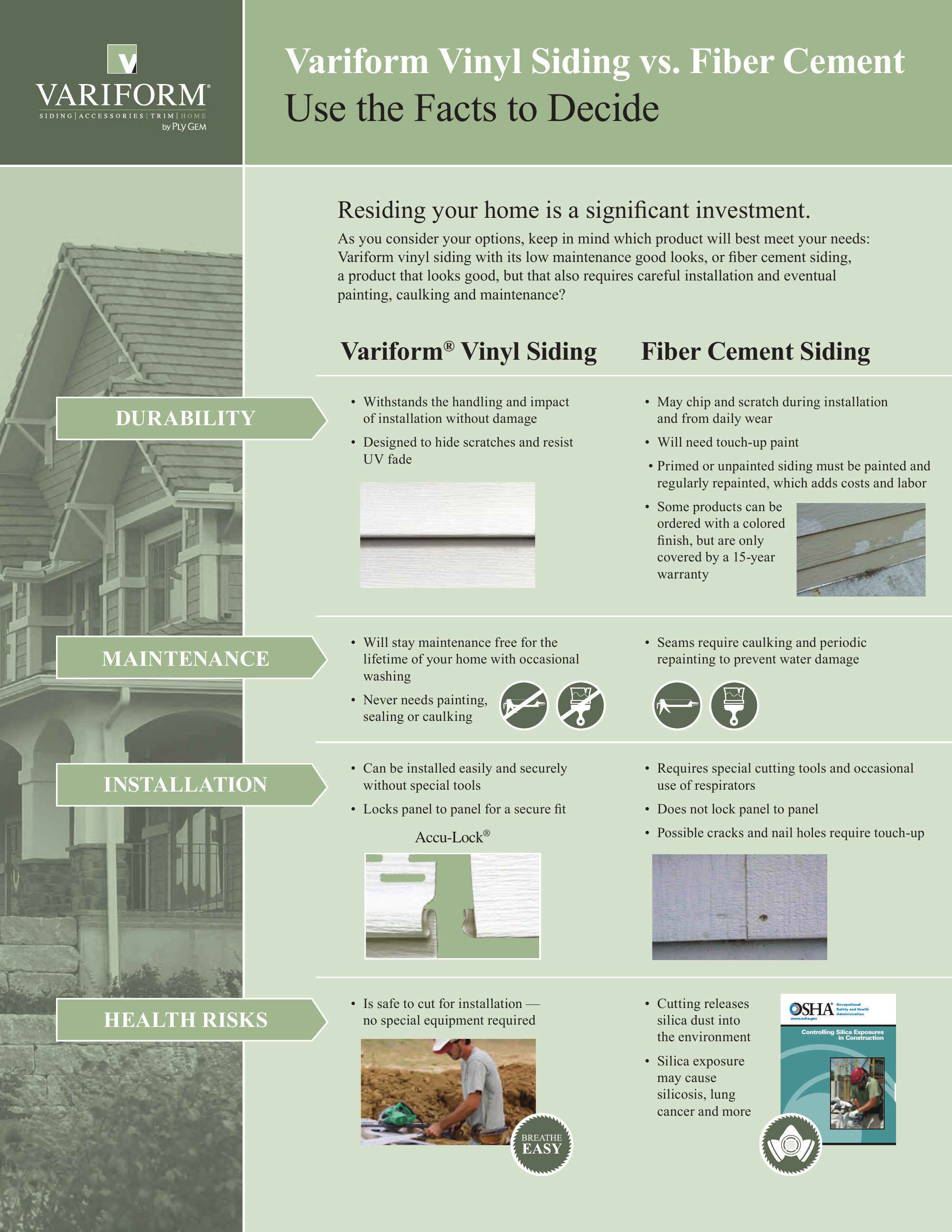 Mastic by Ply Gem, Catalogs, Variform Vinyl Siding vs. Fiber Cement ...