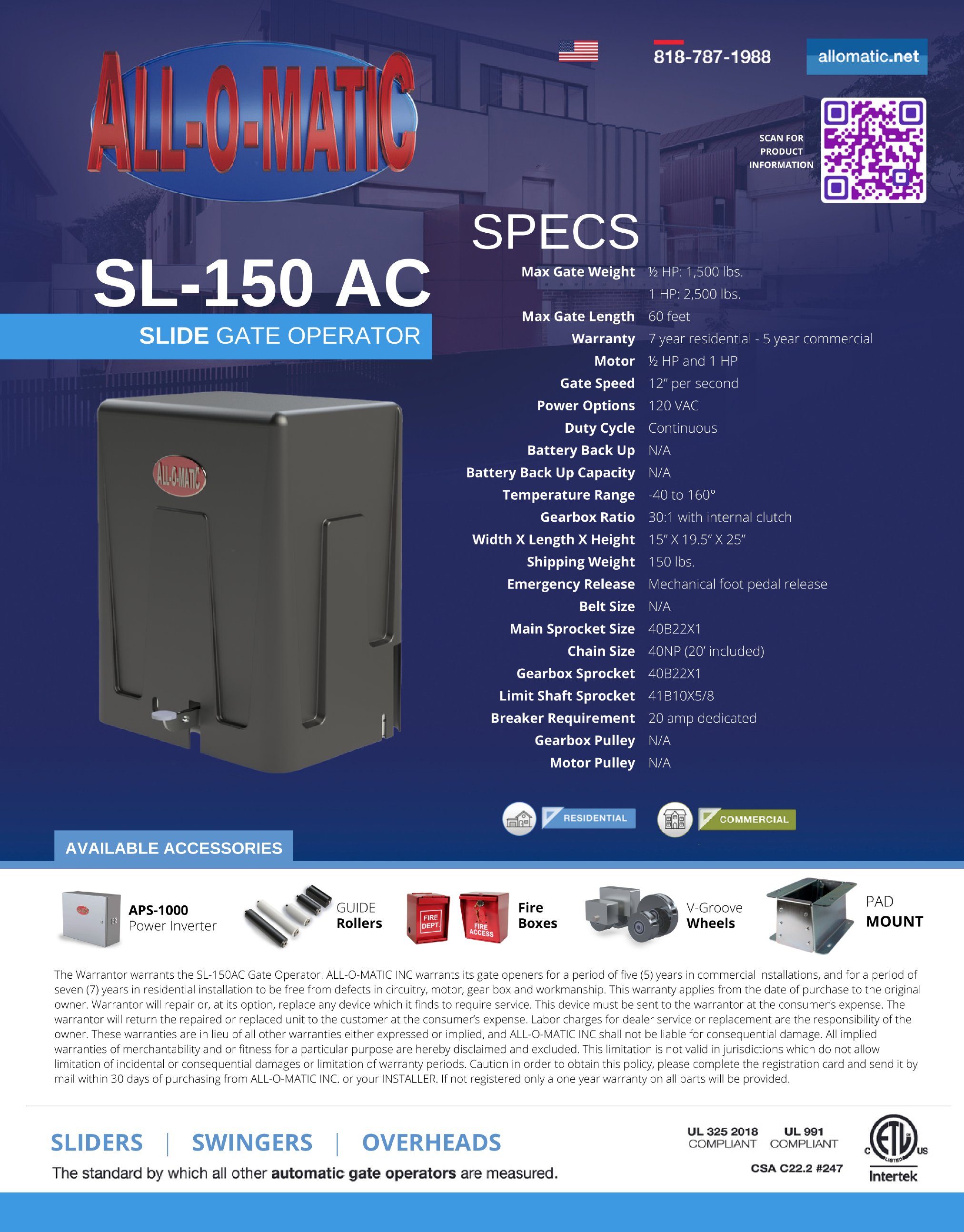All-O-Matic, Inc., Catalogs, sl150ac 2025 | ARCAT