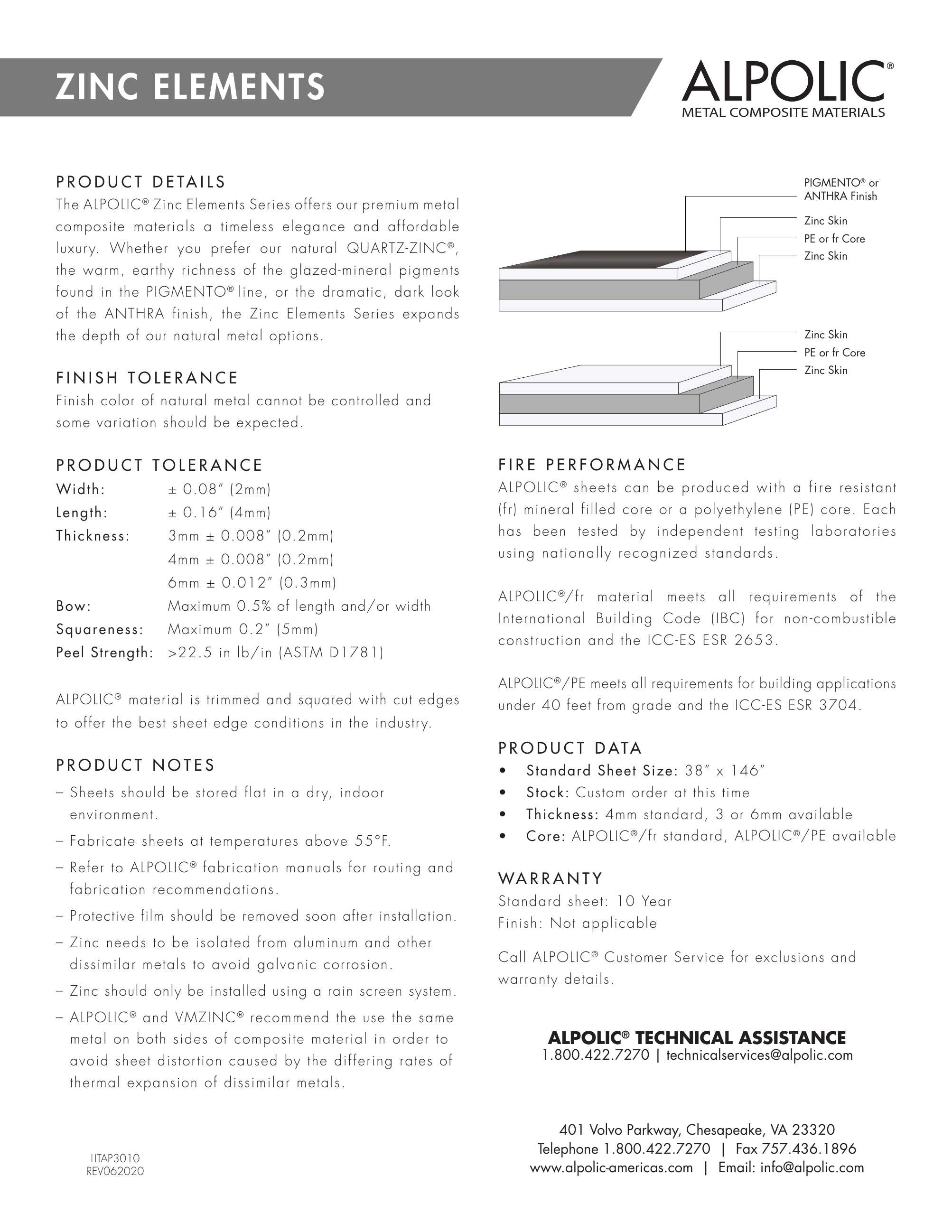 ALPOLIC Materials, Catalogs, Zinc Elements Series Product Sheet | ARCAT