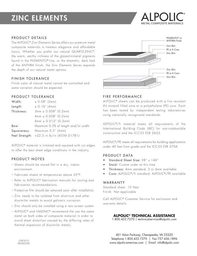 ALPOLIC Materials, Catalogs, Zinc Elements Series Product Sheet | ARCAT