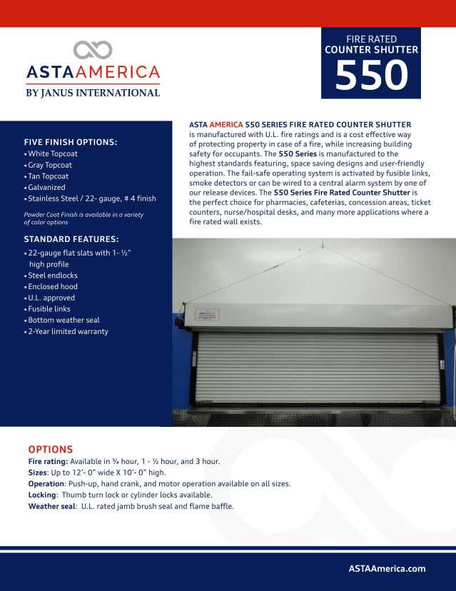 ASTA AMERICA by Janus International, Catalogs, Fire Rated Counter ...