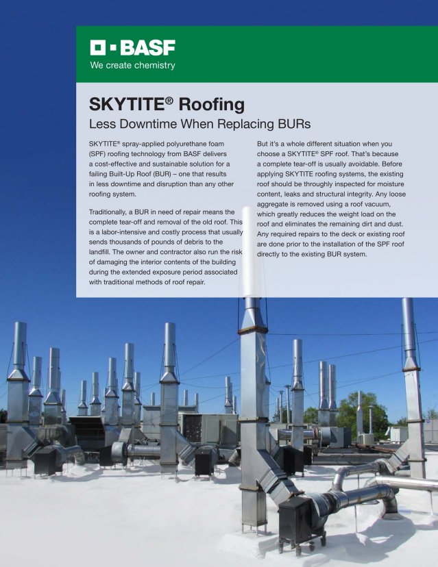 BASF Corporation - Spray Foam, Catalogs, SKYTITE Built Up Roof (BUR ...