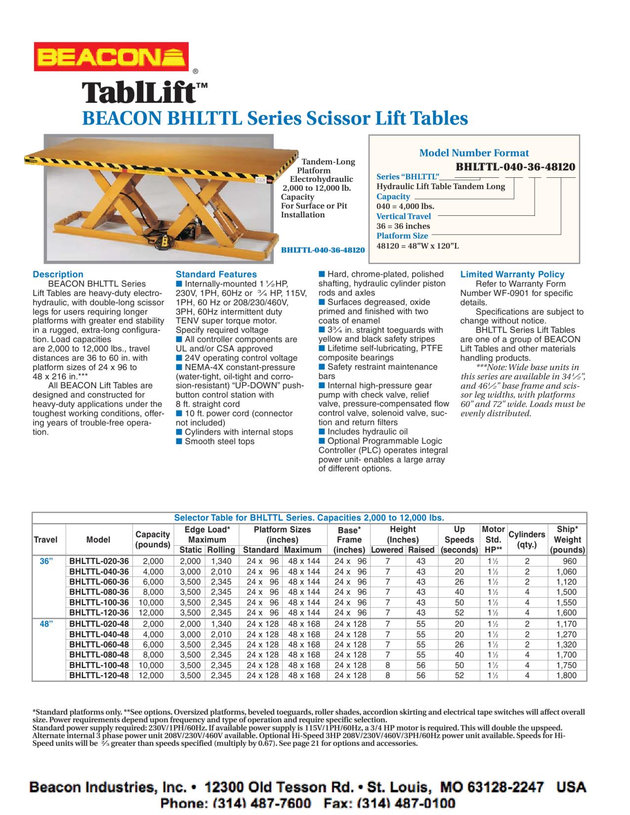 Beacon Industries Inc., Catalogs, Beacon Lift Equipment | ARCAT