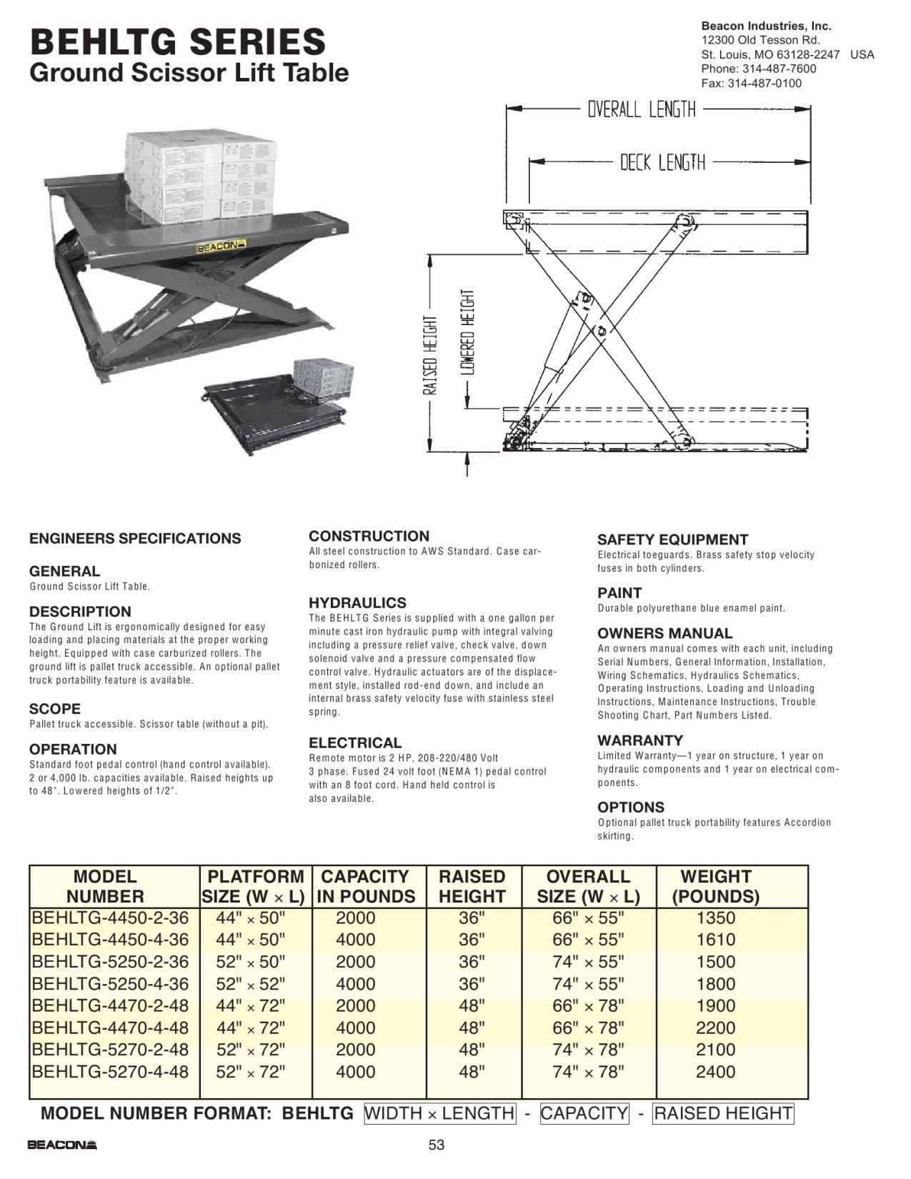 Beacon Industries Inc., Catalogs, Beacon Lift Equipment | ARCAT