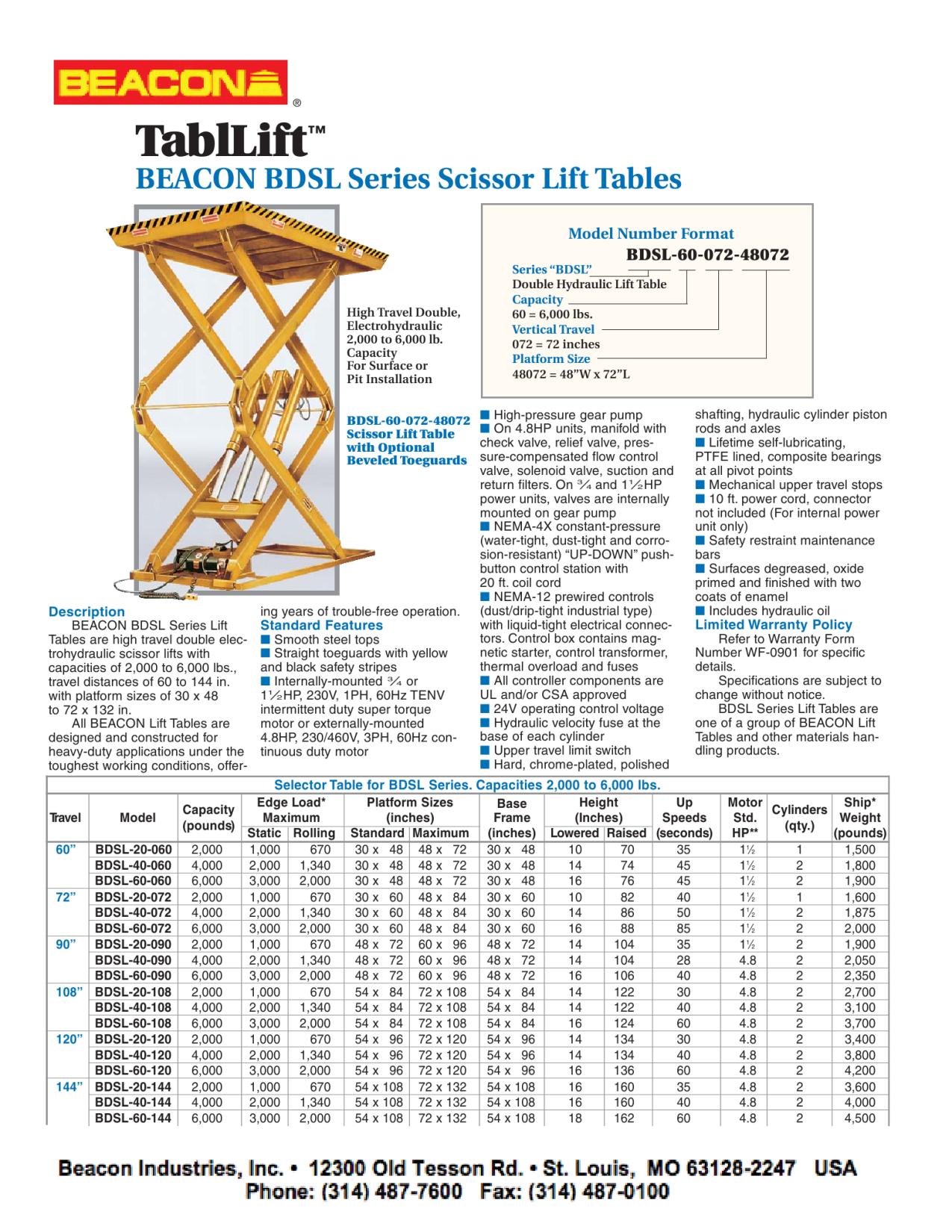 Beacon Industries Inc., Catalogs, Beacon Lift Equipment | ARCAT