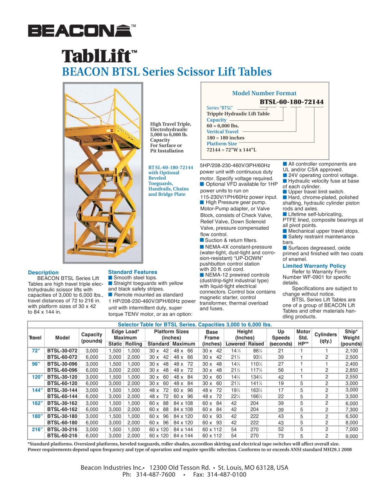 Beacon Industries Inc., Catalogs, Beacon Lift Equipment | ARCAT
