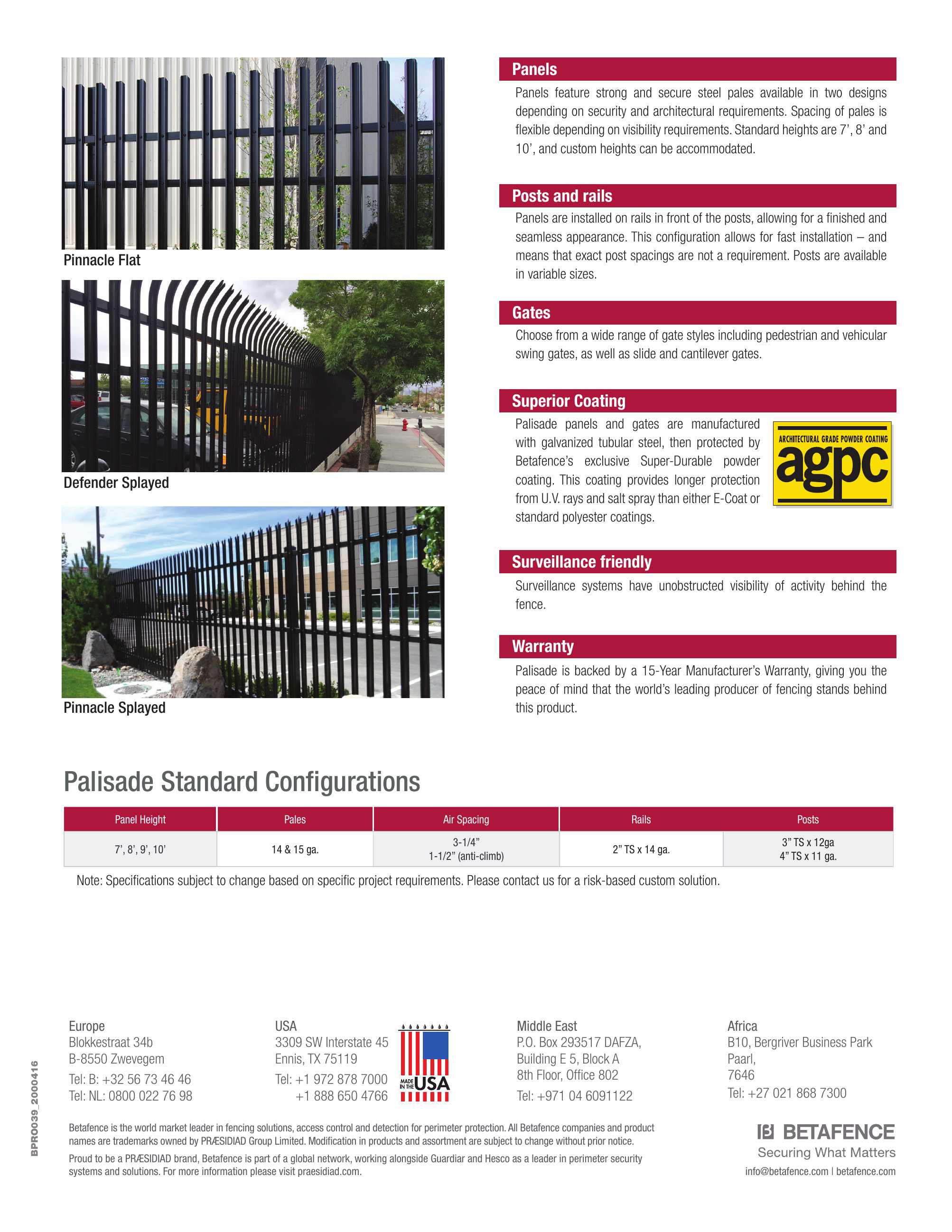 Betafence, Catalogs, Palisade | ARCAT
