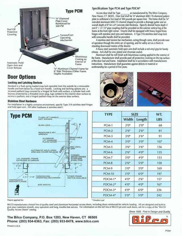 The BILCO Company, Catalogs, PMC Pit and Vault Door | ARCAT