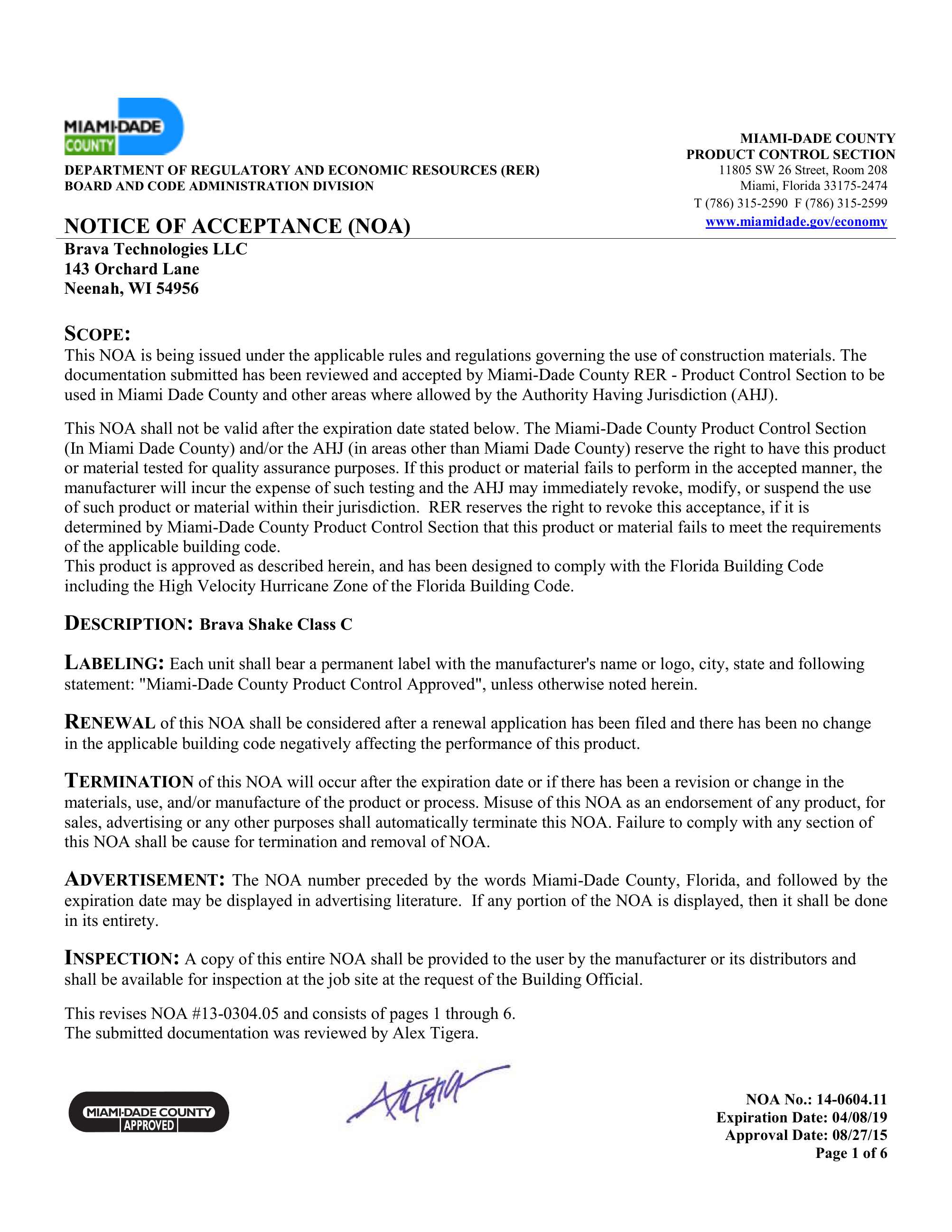 Brava Roof Tile, Catalogs, Shake Class C Miami Dade NOA | ARCAT