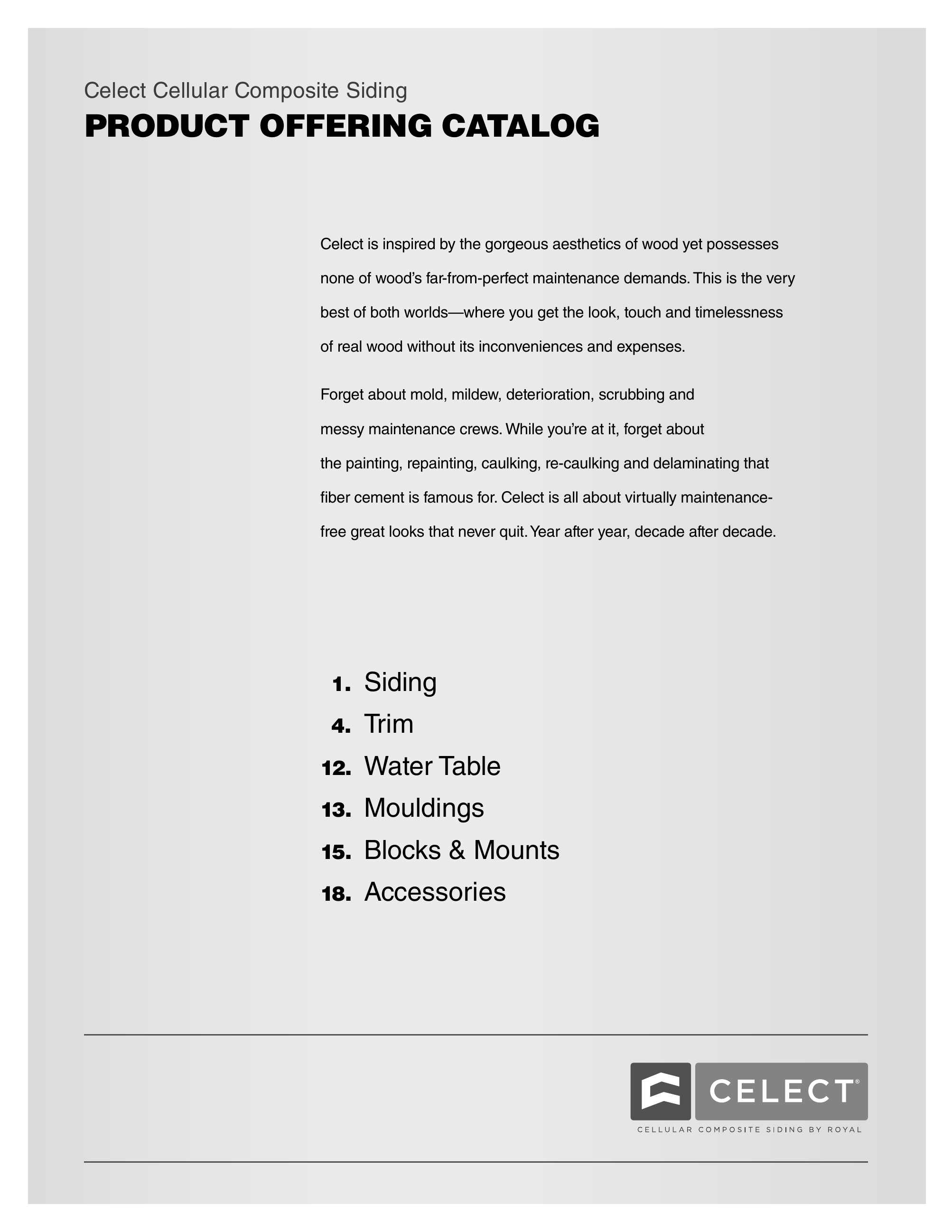 Celect - Cellular Exteriors by Royal, Catalogs, Celect Product ...
