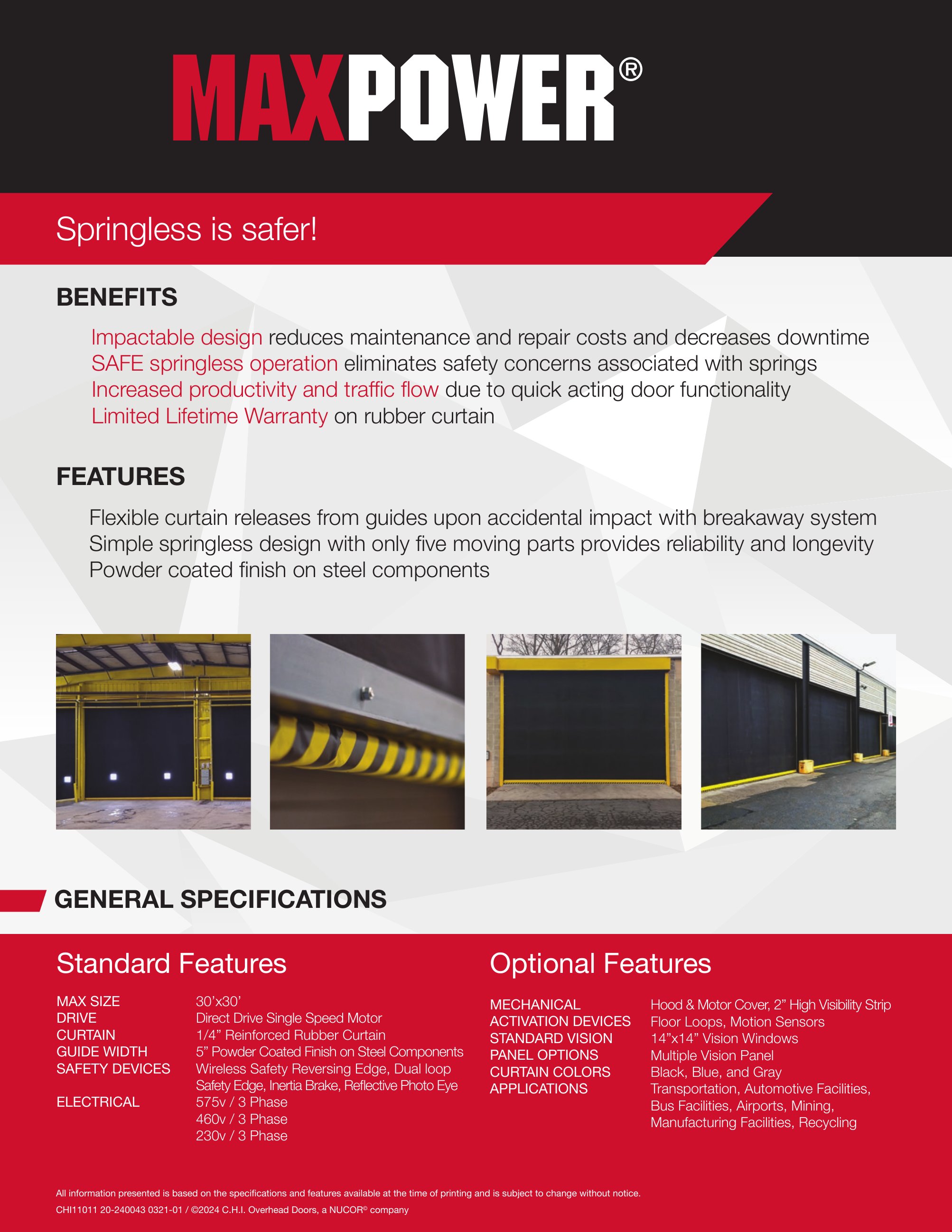 C.H.I. Overhead Doors, Catalogs, MaxPower High Performance Rubber Door ...