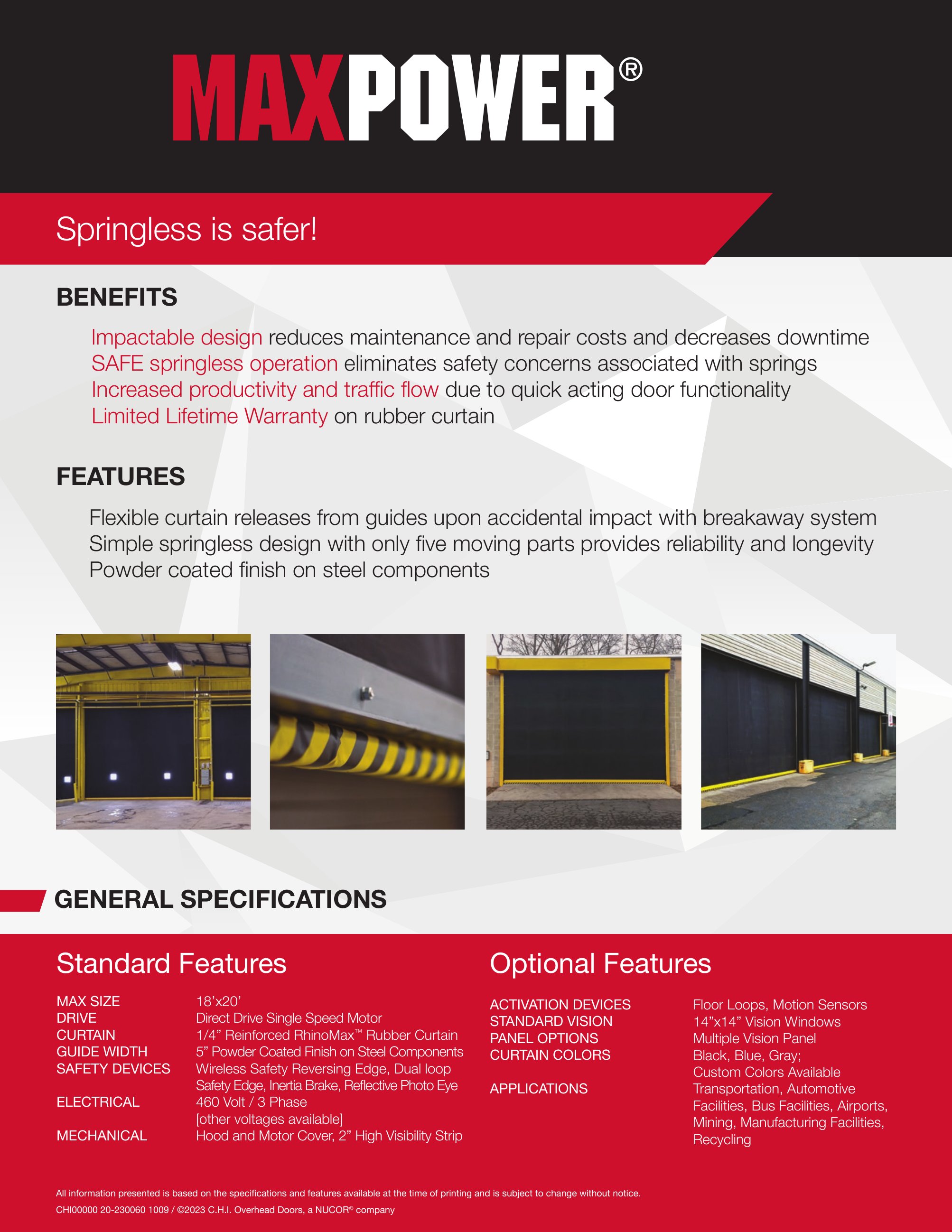 C.H.I. Overhead Doors, Catalogs, MaxPower High Performance Rubber Door ...
