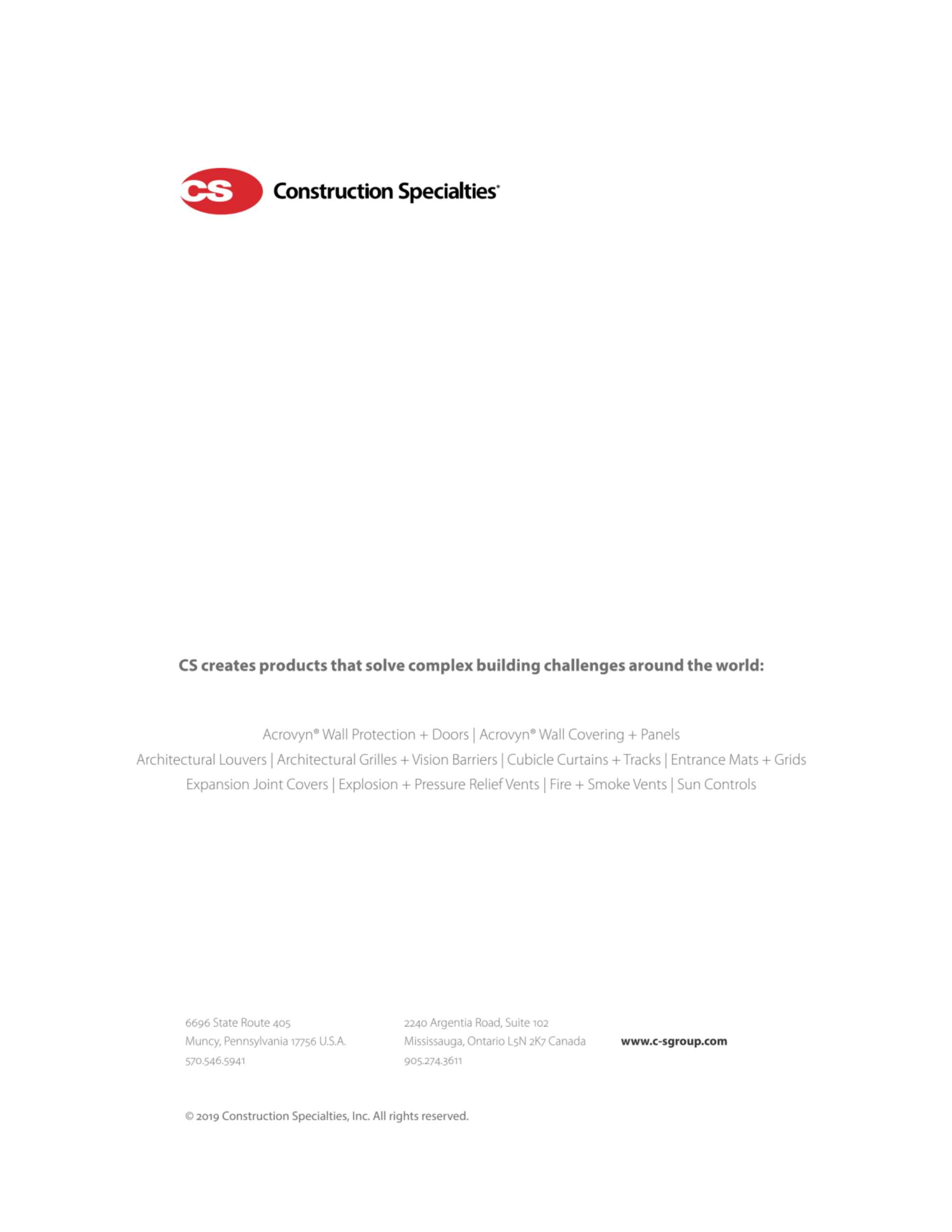 Construction Specialties, Inc., Catalogs, Gridline | ARCAT