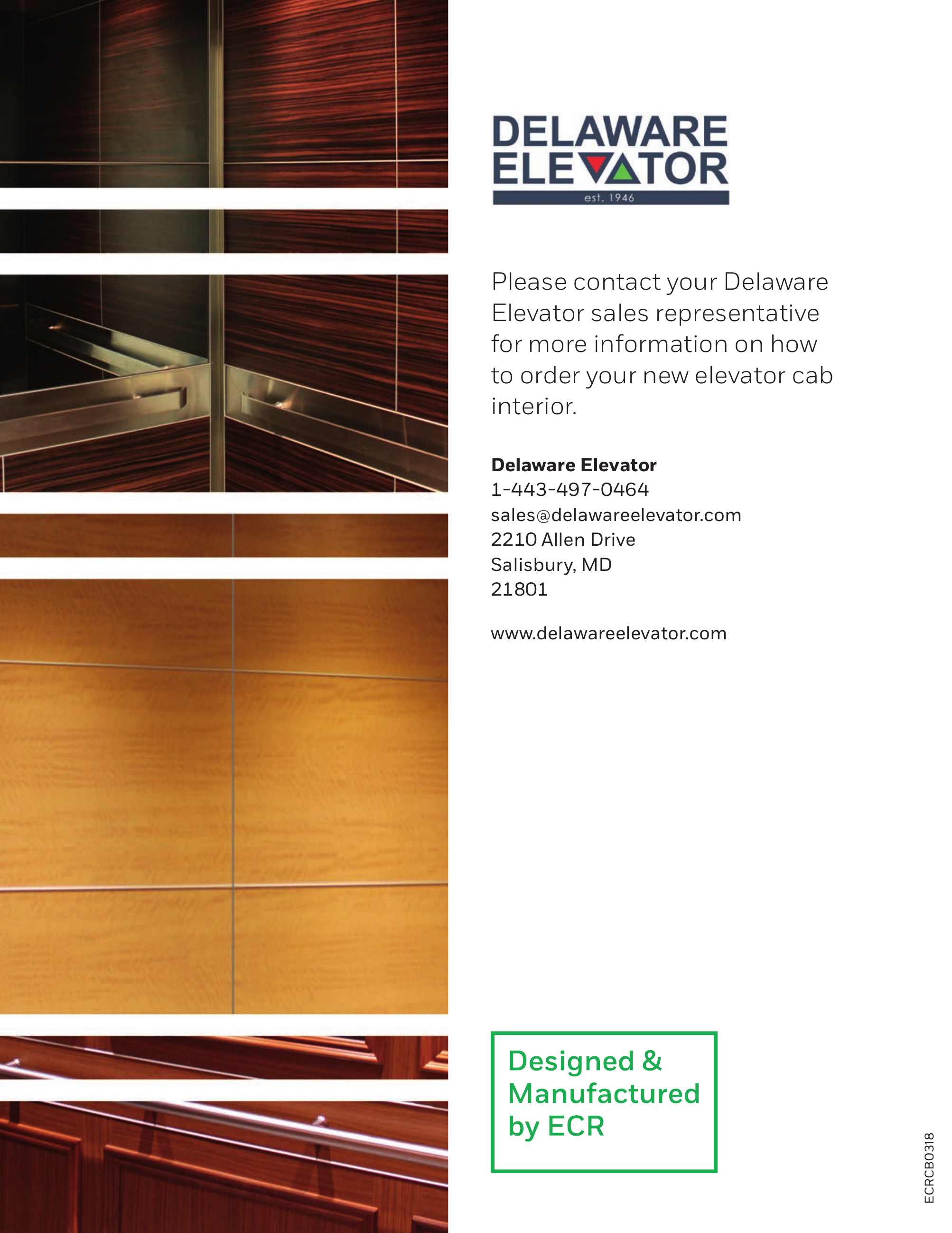 Delaware Elevator Manufacturing, Catalogs, Elevator Interior Panel and ...