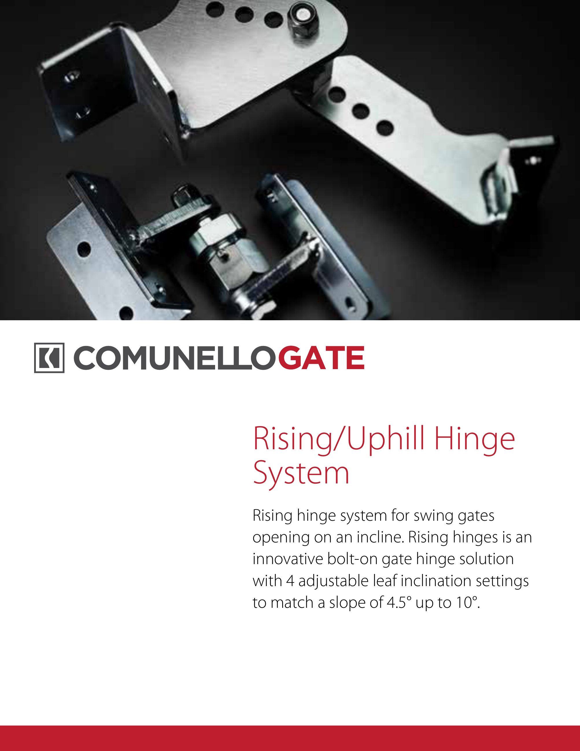 Comunello Gate, Catalogs, Comunello Gate Rising Uphill Hinge System | ARCAT
