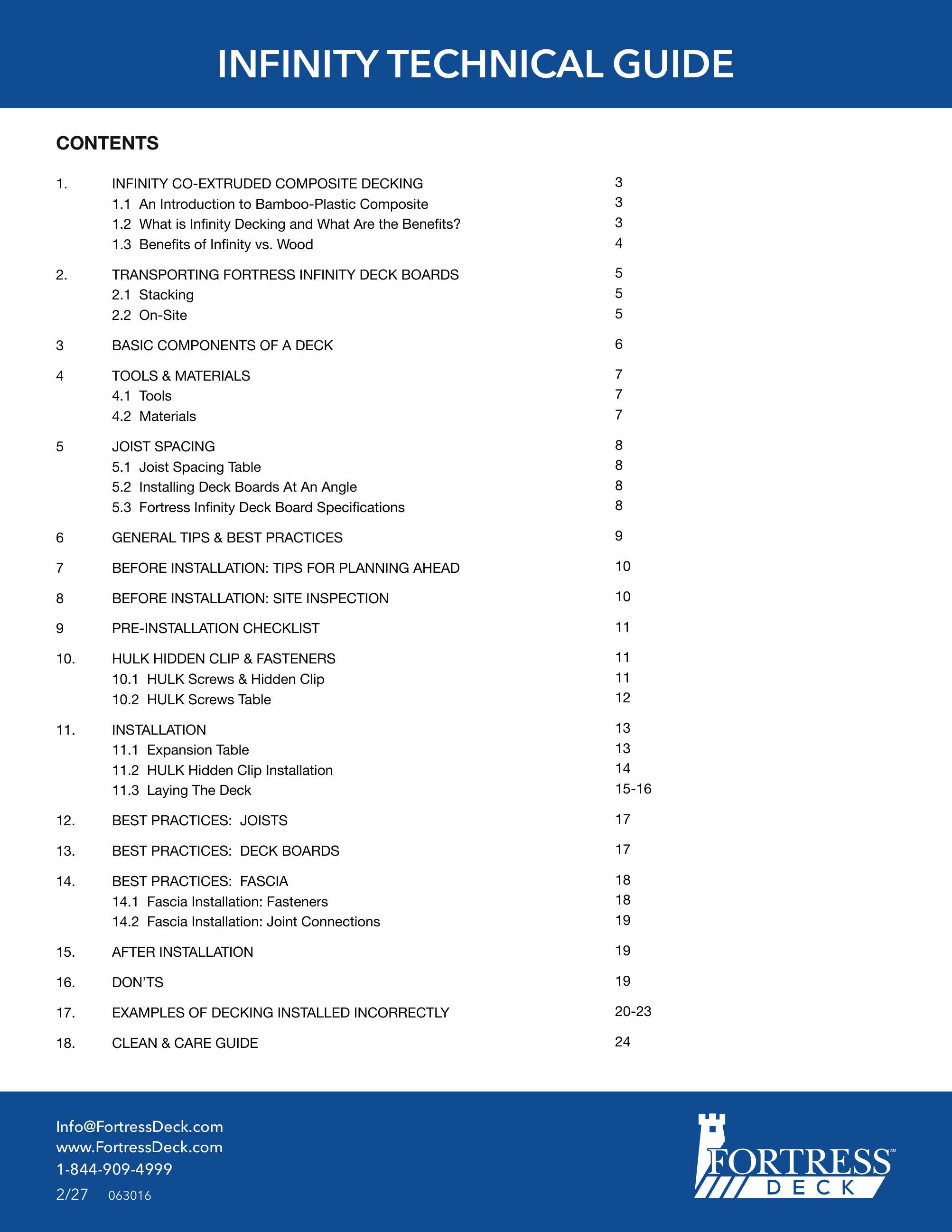 Fortress Deck Products, Catalogs, Infinity Technical Guide | ARCAT