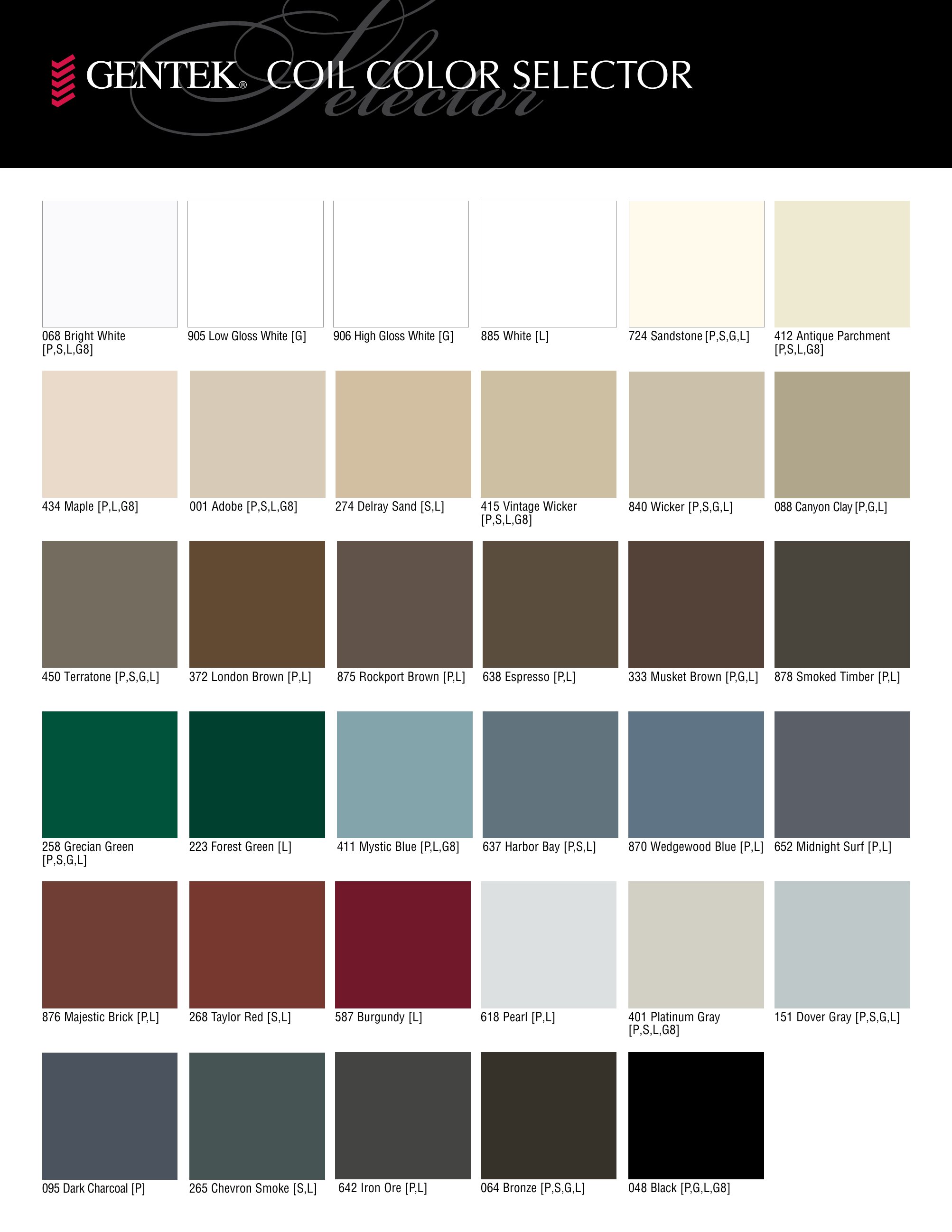 Gentek Building Products, Inc., Catalogs, Coil Color Selector | ARCAT