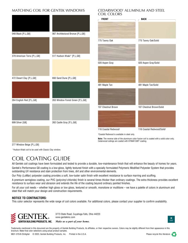 Gentek Building Products, Inc., Catalogs, Coil Color Selector | ARCAT