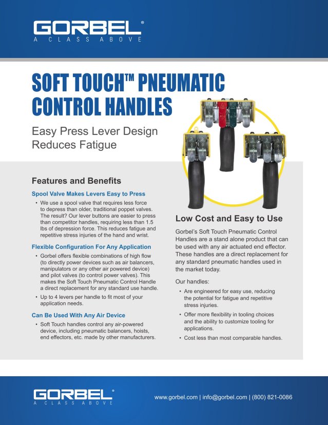 Gorbel Inc., Catalogs, Soft Touch Pneumatic Control Handles | ARCAT