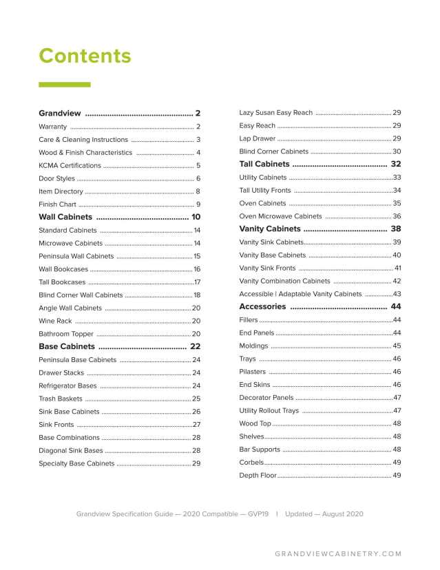 Grandview Cabinetry, Catalogs, Specification Guide | ARCAT