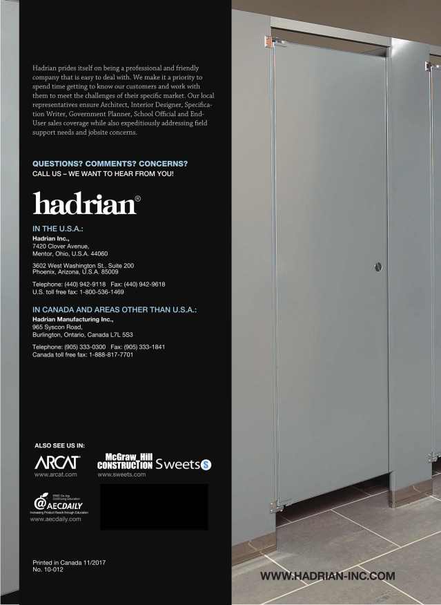 Hadrian, Catalogs, Elite and Elite Plus Toilet Partitions | ARCAT