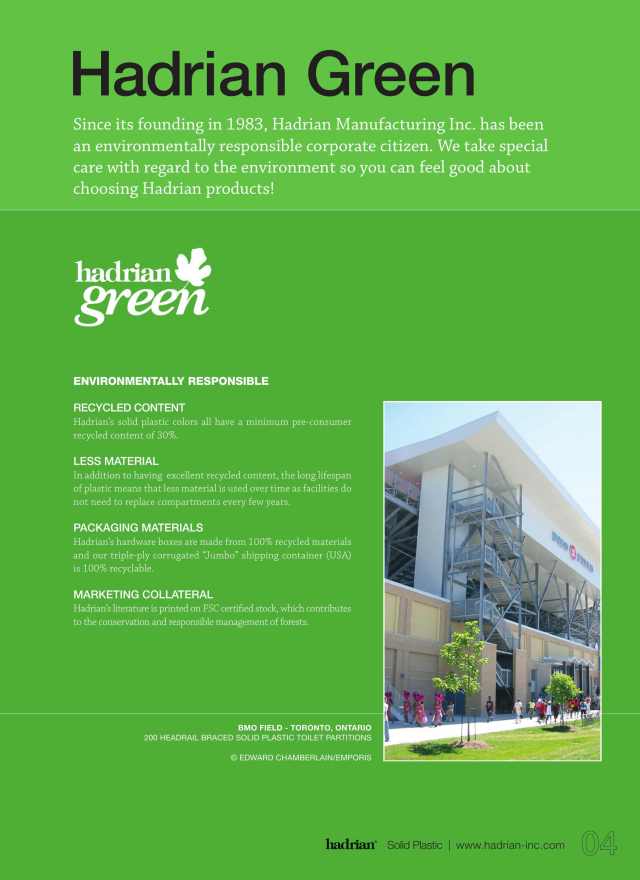 Hadrian, Catalogs, Solid Plastic Toilet Partitions | ARCAT