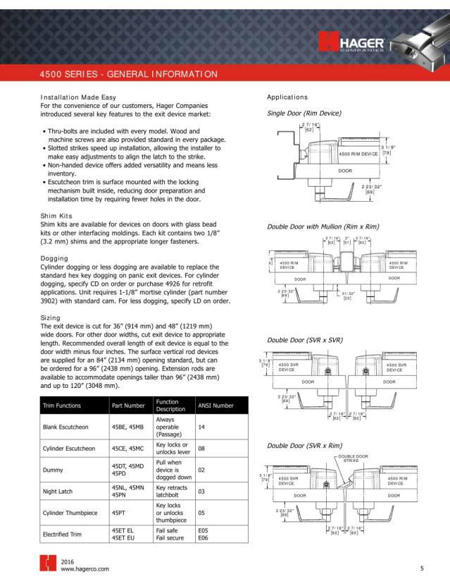 Hager Companies, Catalogs, Door Hardware Catalog | ARCAT