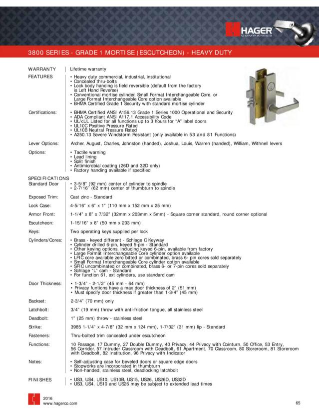 Hager Companies, Catalogs, Door Hardware Catalog | ARCAT