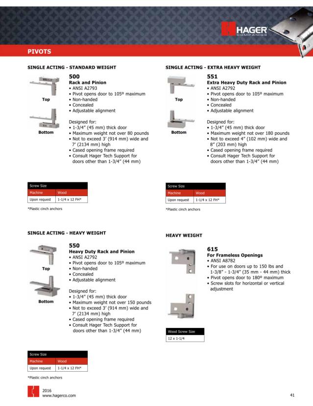 Hager Companies, Catalogs, Door Hardware Catalog | ARCAT