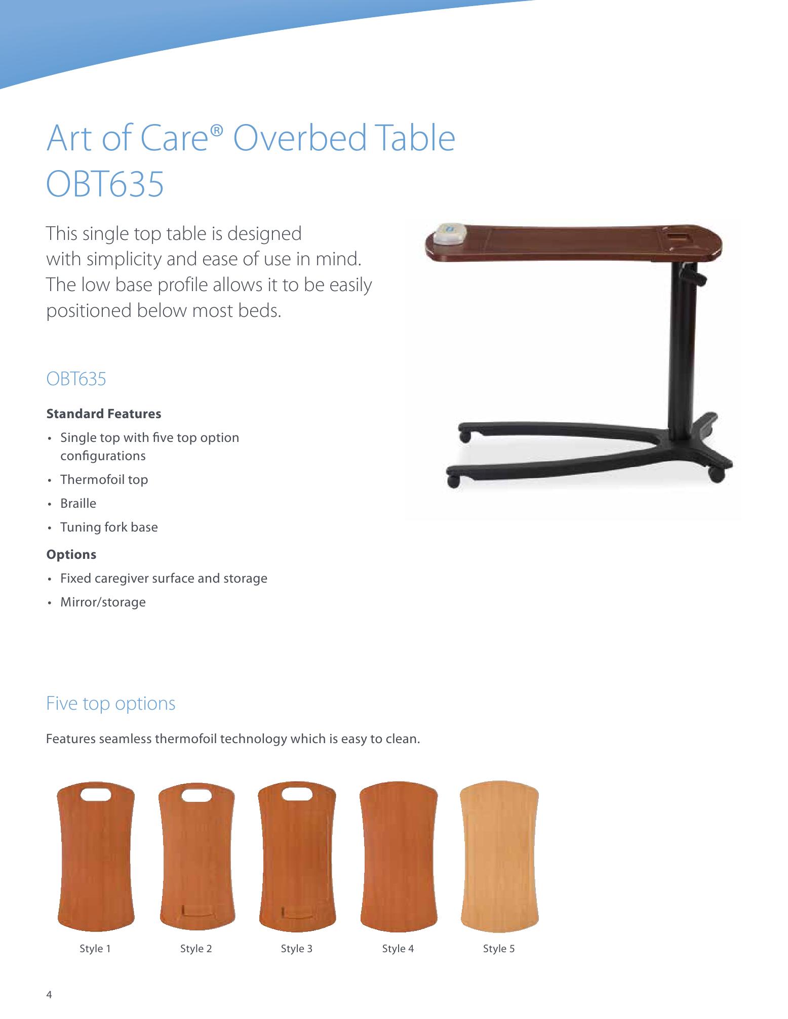 Hillrom, a Baxter Company, Catalogs, Art of Care Overbed Tables | ARCAT