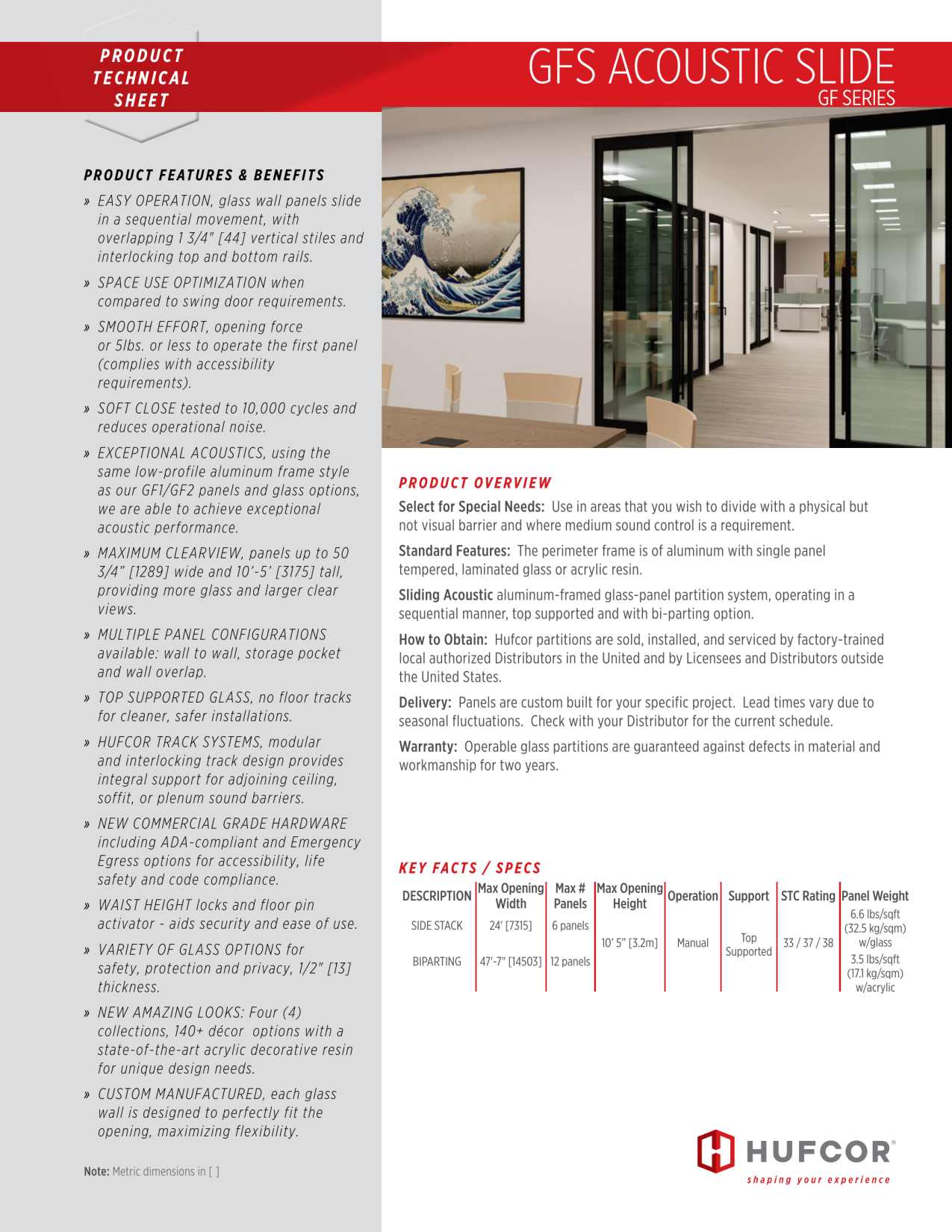Hufcor, Inc., Catalogs, GFS Acoustic Slide | ARCAT