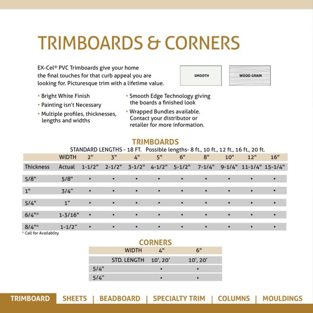 Jain Building Products, Catalogs, EX-Cel PVC Trim & Sheet Brochure | ARCAT