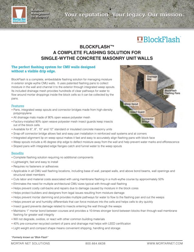 Keene Building Products, Catalogs, BlockFlash | ARCAT