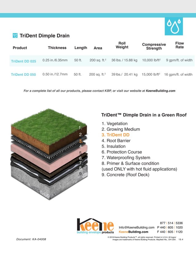 Keene Building Products, Catalogs, TriDent Dimple Drain | ARCAT