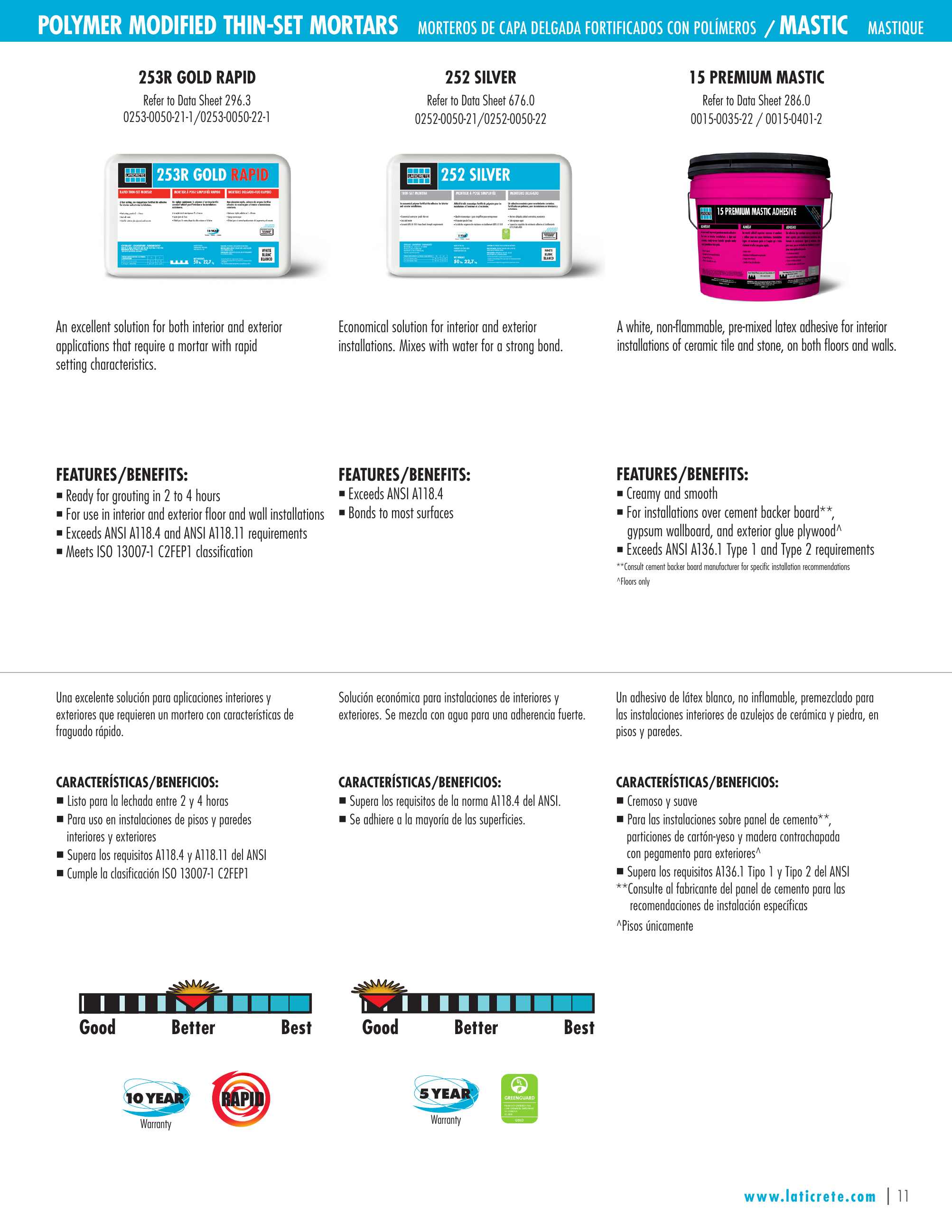 LATICRETE International, Inc., Catalogs, ADHESIVES SELECTION GUIDE | ARCAT