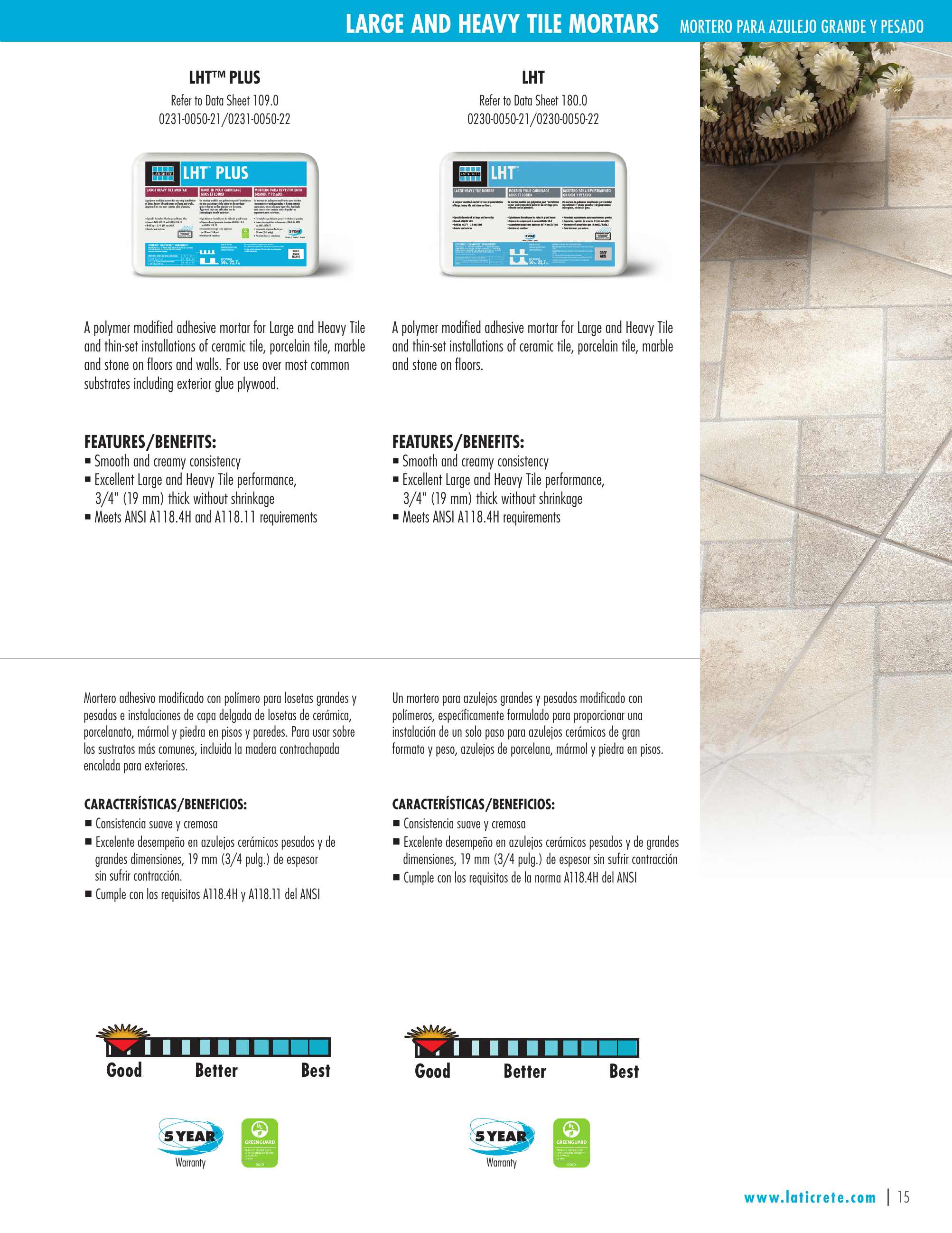 LATICRETE International, Inc., Catalogs, ADHESIVES SELECTION GUIDE | ARCAT