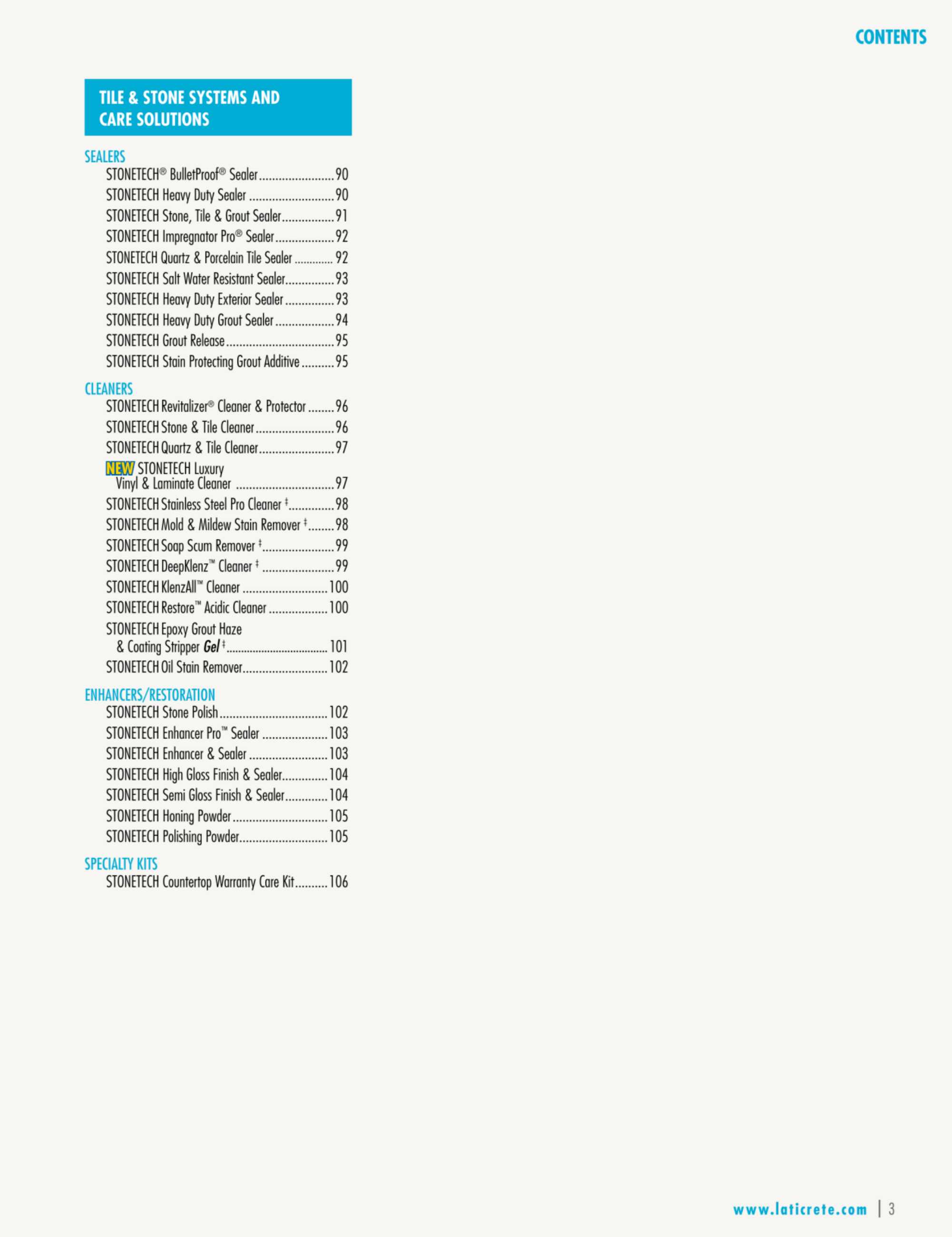 LATICRETE International, Inc., Catalogs, TILE AND STONE INSTALLATION ...