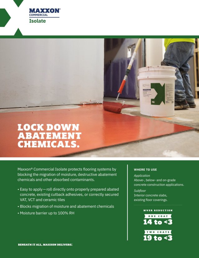 Maxxon Corp., Catalogs, Commercial Isolate | ARCAT