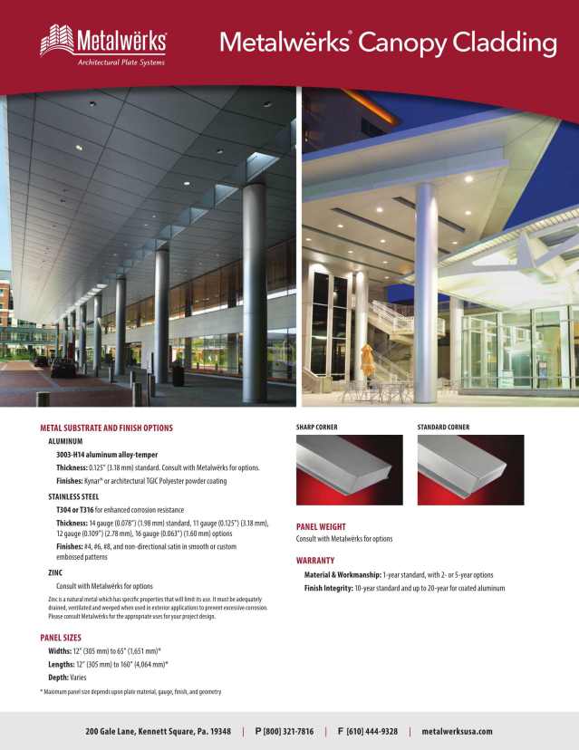 Metalwërks, Catalogs, Canopy Cladding | ARCAT