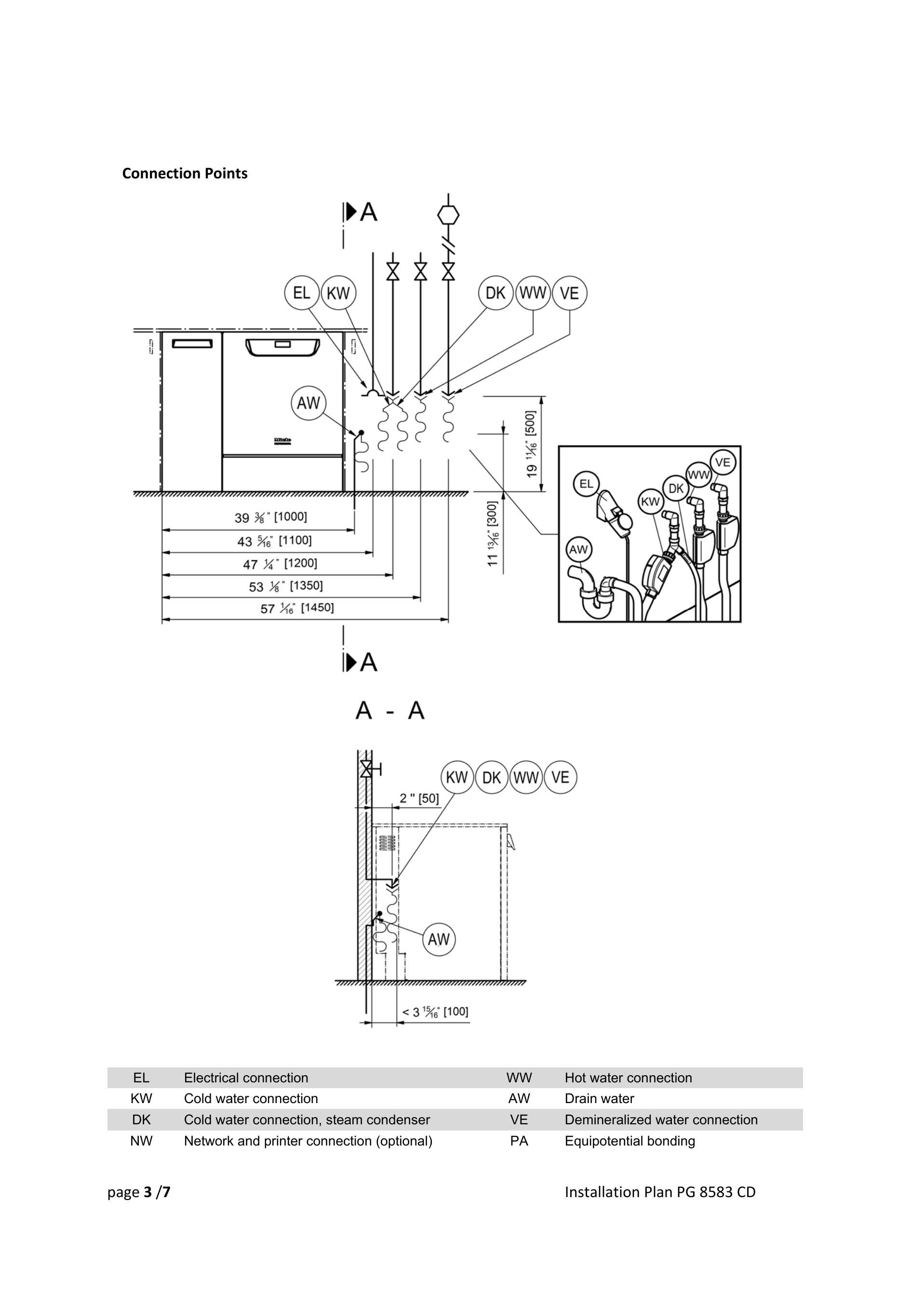 Miele Professional, Catalogs, PG 8593 CD Installation Plan | ARCAT