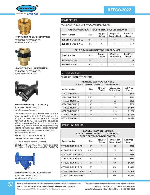 MIFAB, Inc., Catalogs, BEECO Backflow Catalog 2022 | ARCAT