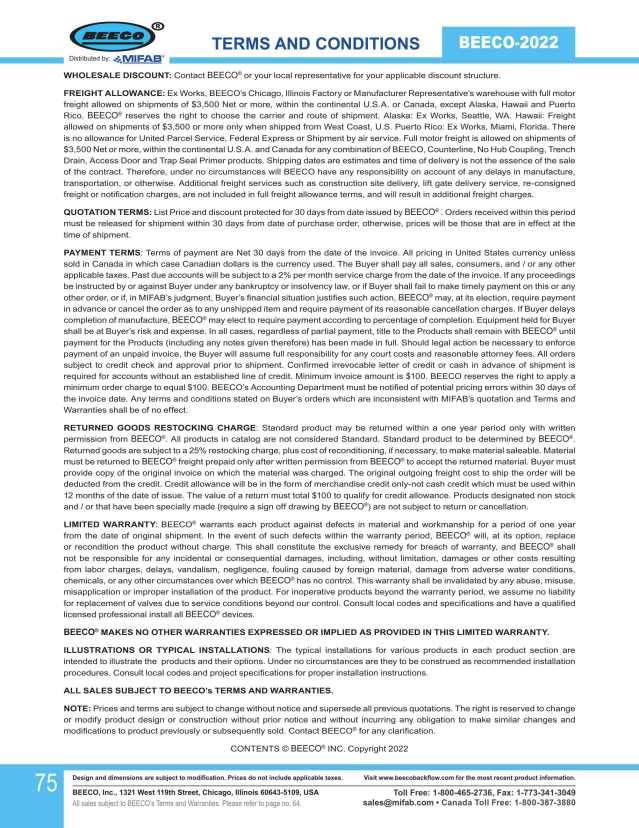 MIFAB, Inc., Catalogs, BEECO Backflow Catalog 2022 | ARCAT
