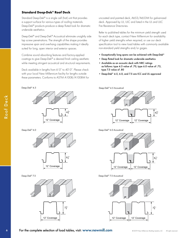 New Millennium Building Systems, Catalogs, Steel Deck 2019 | ARCAT