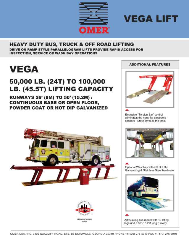 OMER USA Inc., Catalogs, Vega Lift | ARCAT