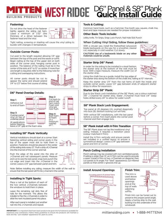 MITTEN Building Products, Catalogs, West Ridge Quick Install Guide | ARCAT